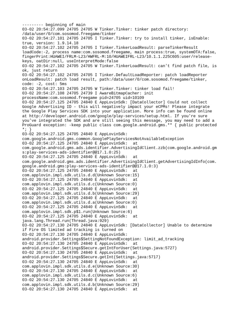 Com.sosomod.freegame Logcat | PDF