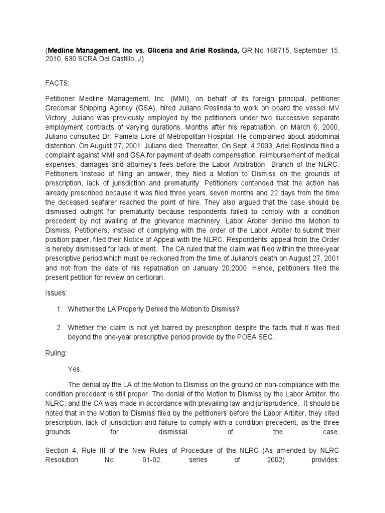 Medline Management | PDF | Pleading | Statute Of Limitations