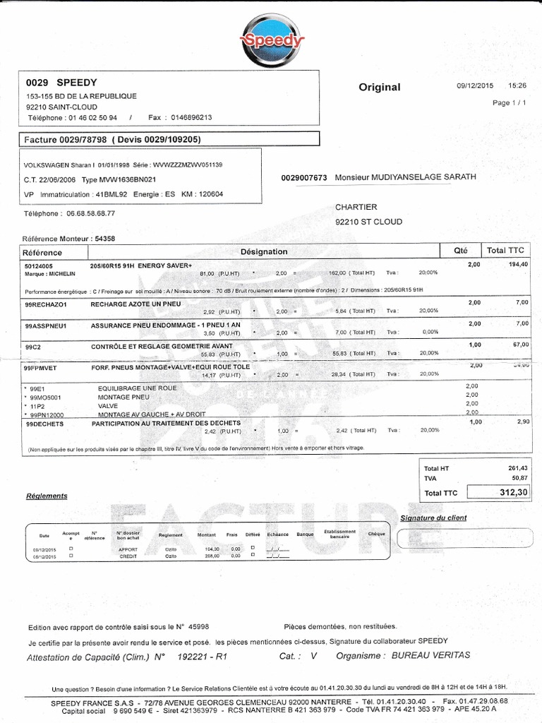 Facture Speedy | PDF