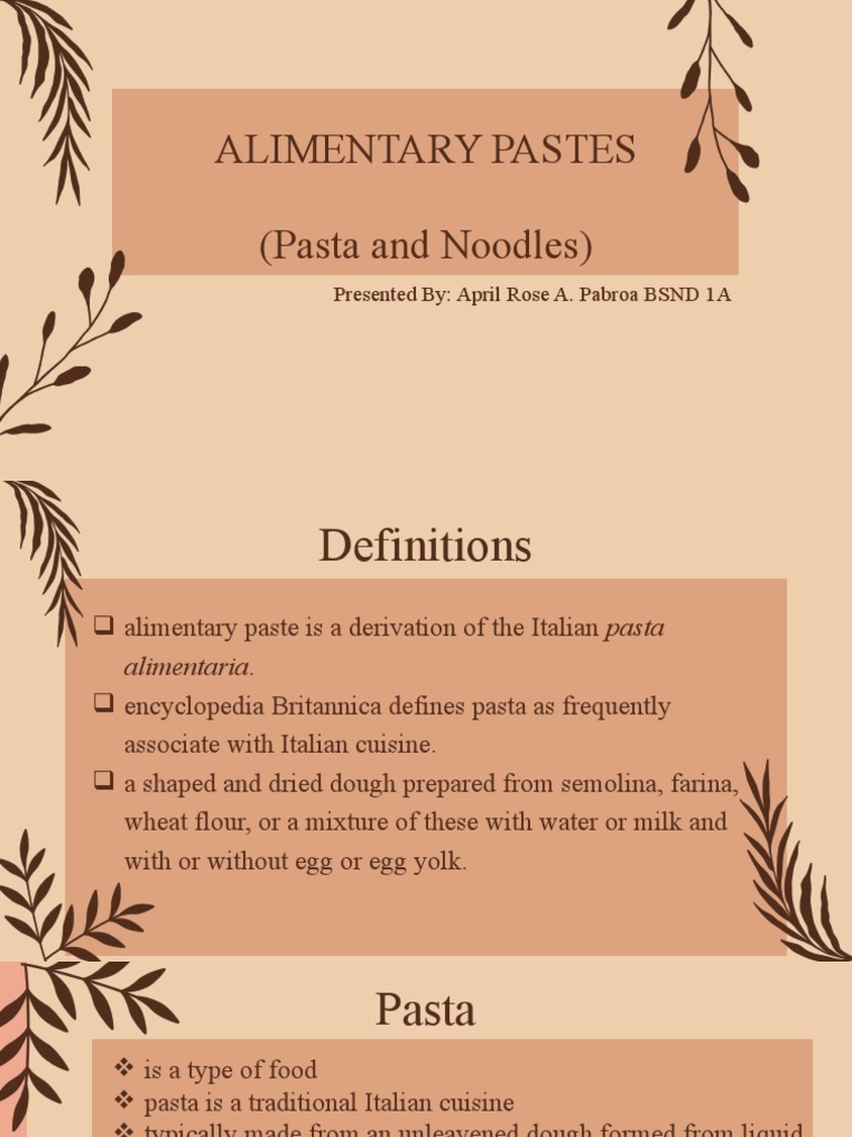 Alimentary Pastes | PDF