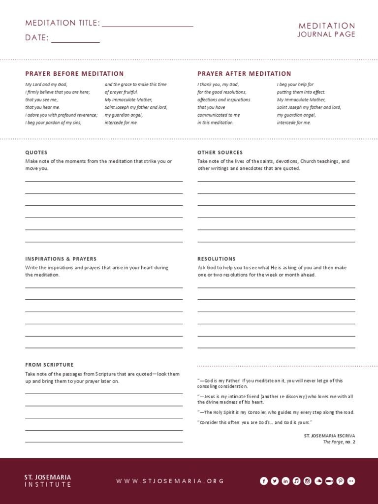 20150709 Meditation Journal Page-1 | PDF | Christian Meditation | Prayer