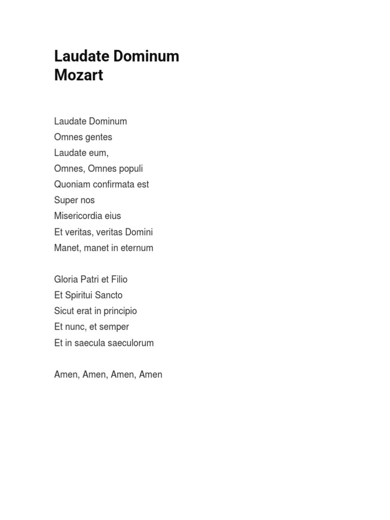Laudate Dominum Mozart LETRA | PDF