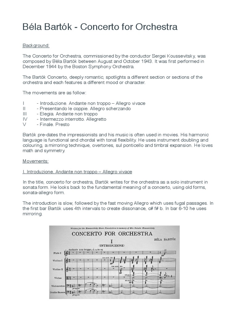 Béla Bartók - Concerto for Orchestra | PDF | Performing Arts ...