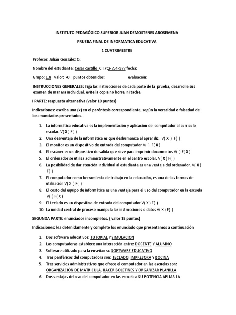 Informatica Examen | PDF | Maestros | Enseñando