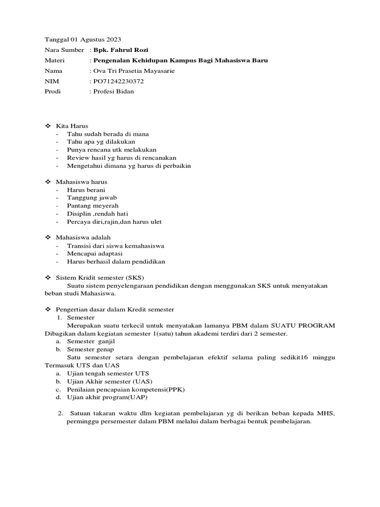 Resume Pengenalan Kehidupan Kampus Maru | PDF