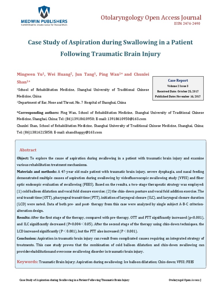 The Brain Injury Patient Case Study Example | PDF