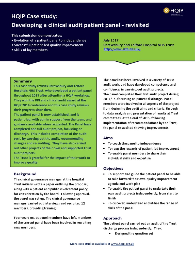 Patient Clinical Audit Case Study Example | PDF | Patient | Public Services