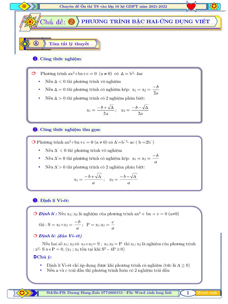 Phuong Trinh Bac Hai He Thuc VI Et | PDF