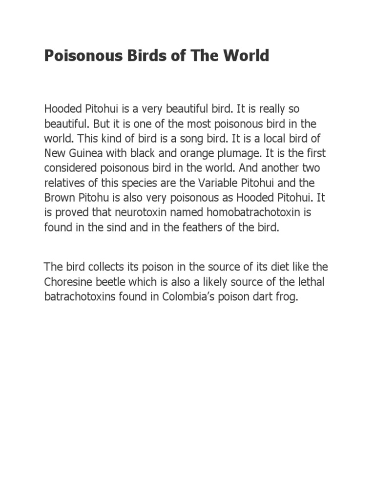 Poisonous Bird | PDF