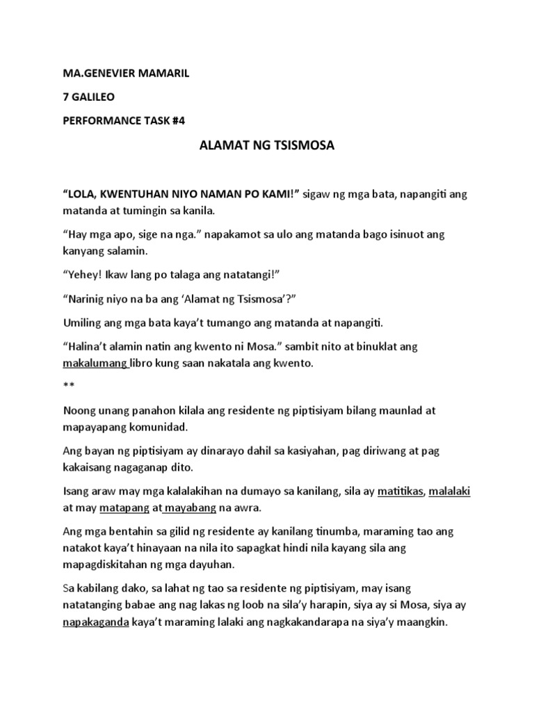 Alamat NG Tsismosa-Pt4 | PDF