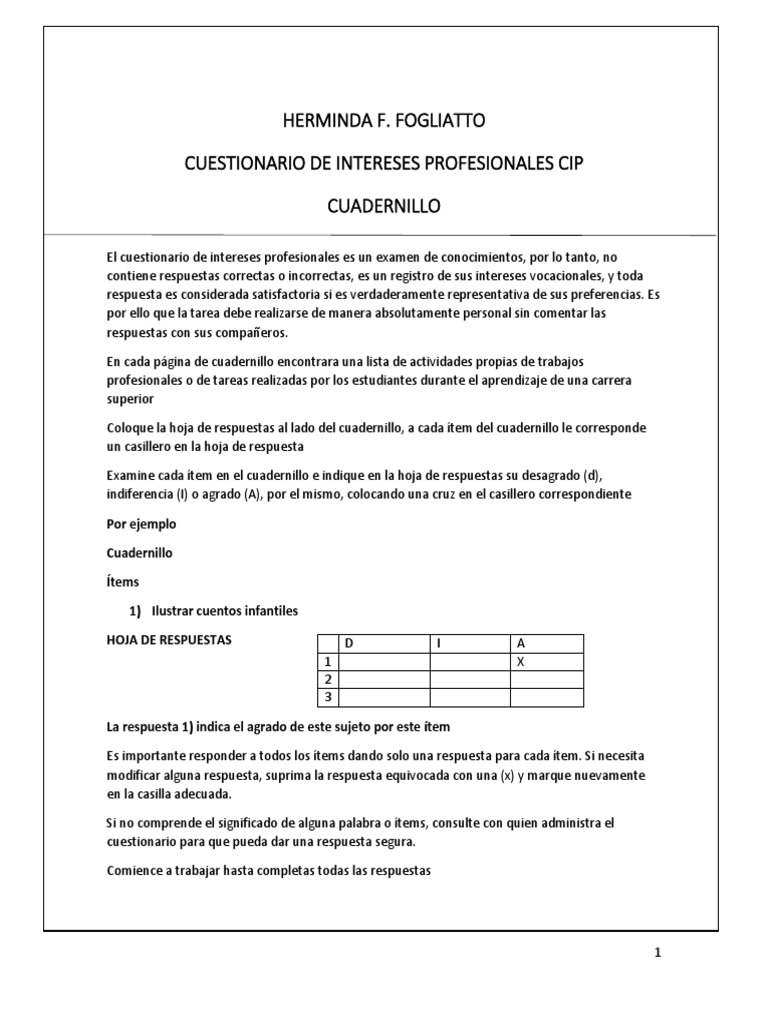 Cip Cuadernillo | PDF