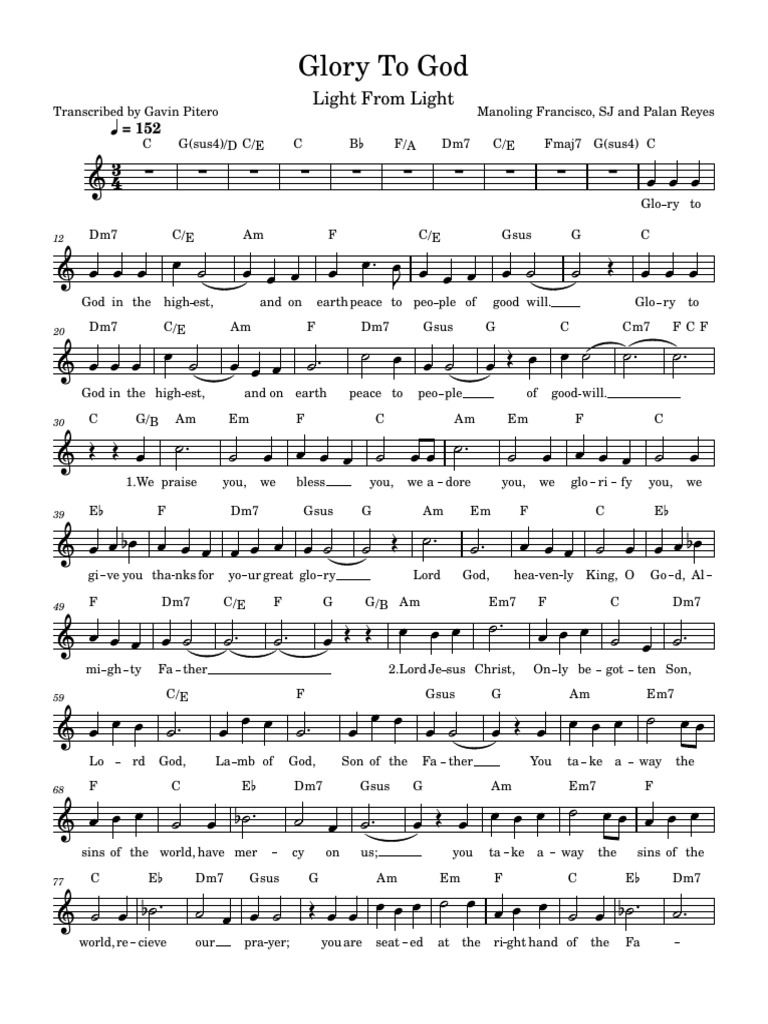 Glory To God Light From Light Key of C | PDF