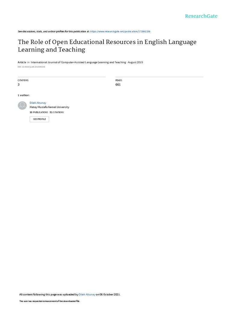 The Role of Open Educational Resources in English Language Learning and ...