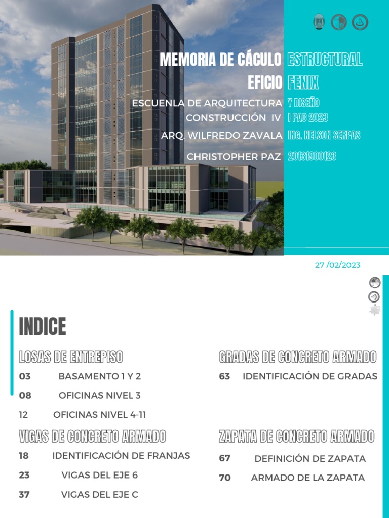 Memoria de Cálculo Estructural Edificio 11 Niveles | PDF | Viga (Estructura) | Materiales de ...