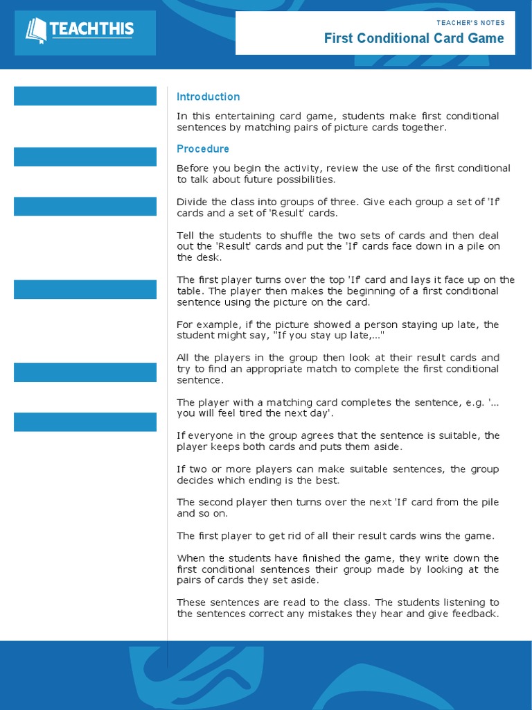 Conditional Card Game | PDF