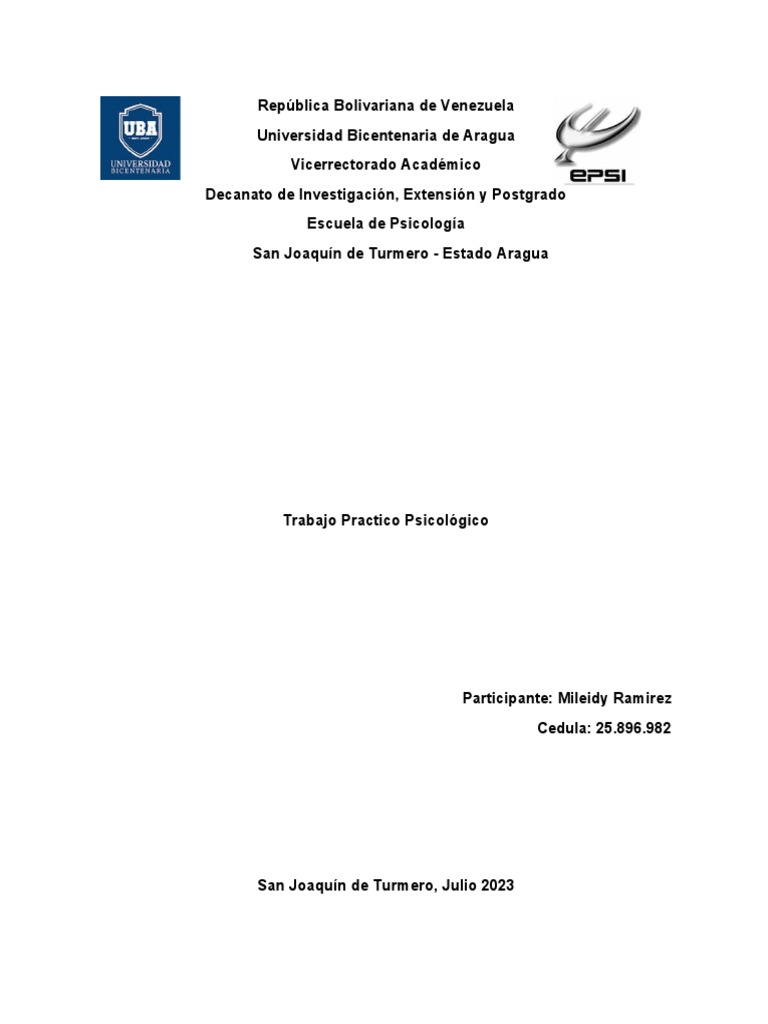 Actividad Sumativa N°4 - Unidad 3 - Trabajo Práctico Psicológico ...