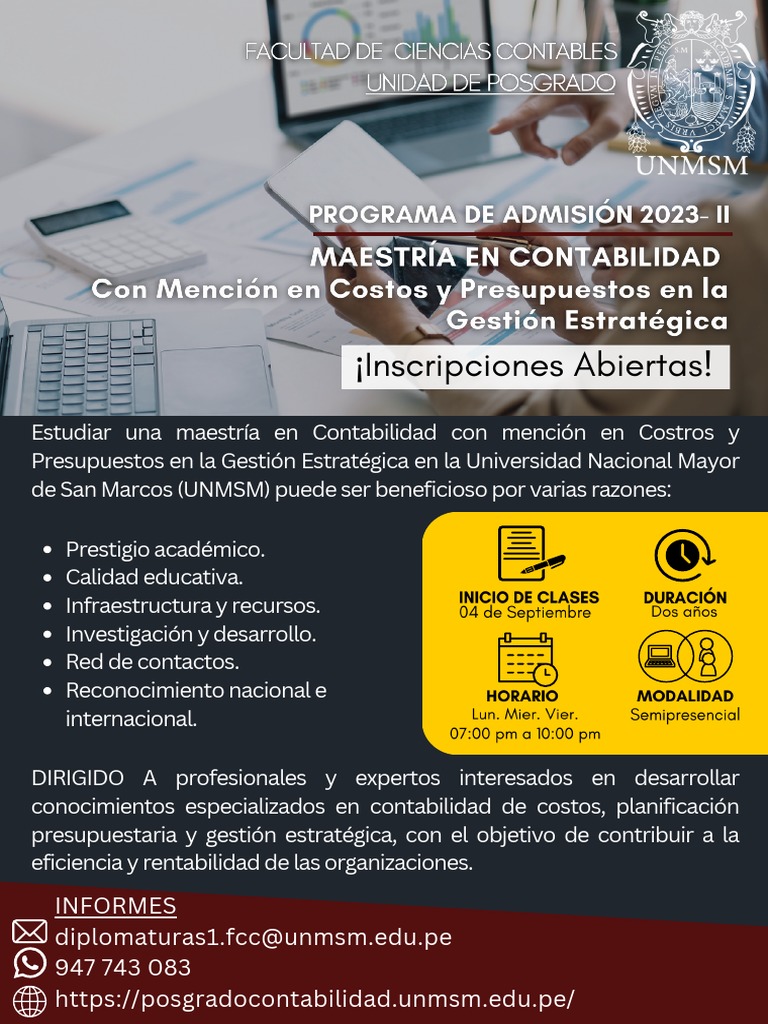 Maestría en Contabilidad Con Mención en Costos y Presupuestos en La ... Maestría en Contabilidad Con Mención en Costos y Presupuestos en La ...