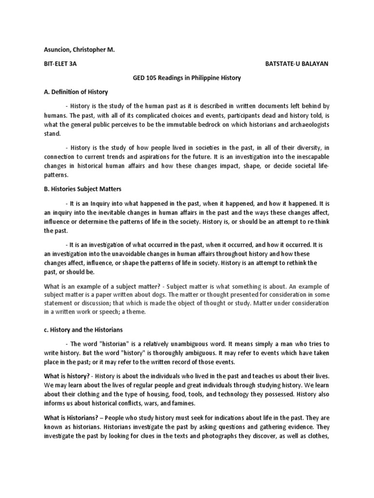 GED 105 Readings in Philippine History | PDF | Philippines