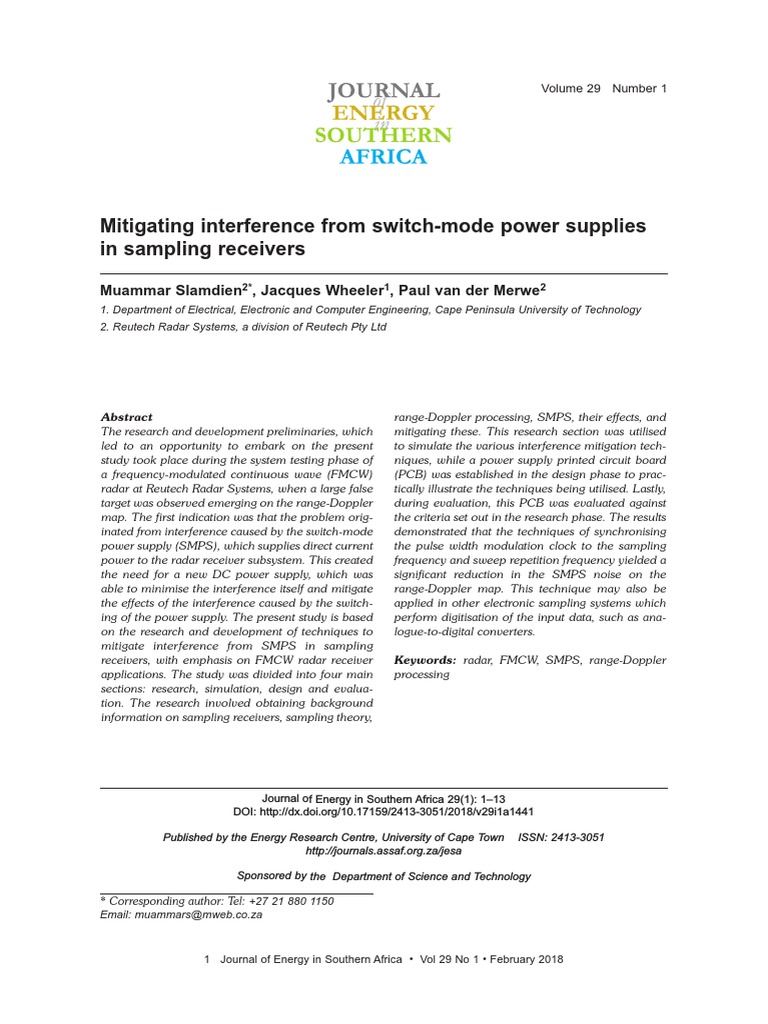 Mitigating Interference From Switch Mode Power Sup Pdf Power Supply Radar