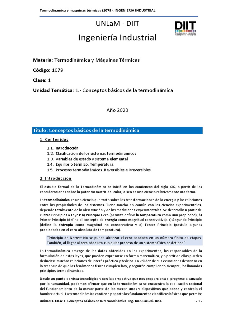 Unidad-1 Clase-1 Ficha | PDF | Termodinámica | Temperatura