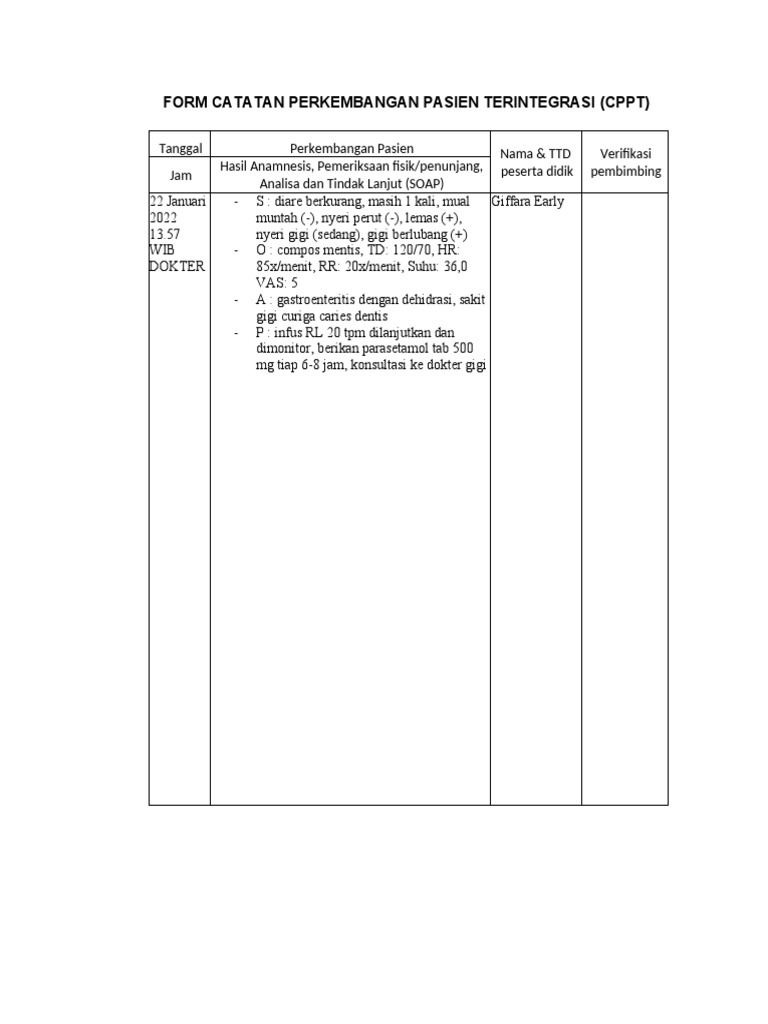File 3 - Form Catatan Perkembangan Pasien Terintegrasi | PDF