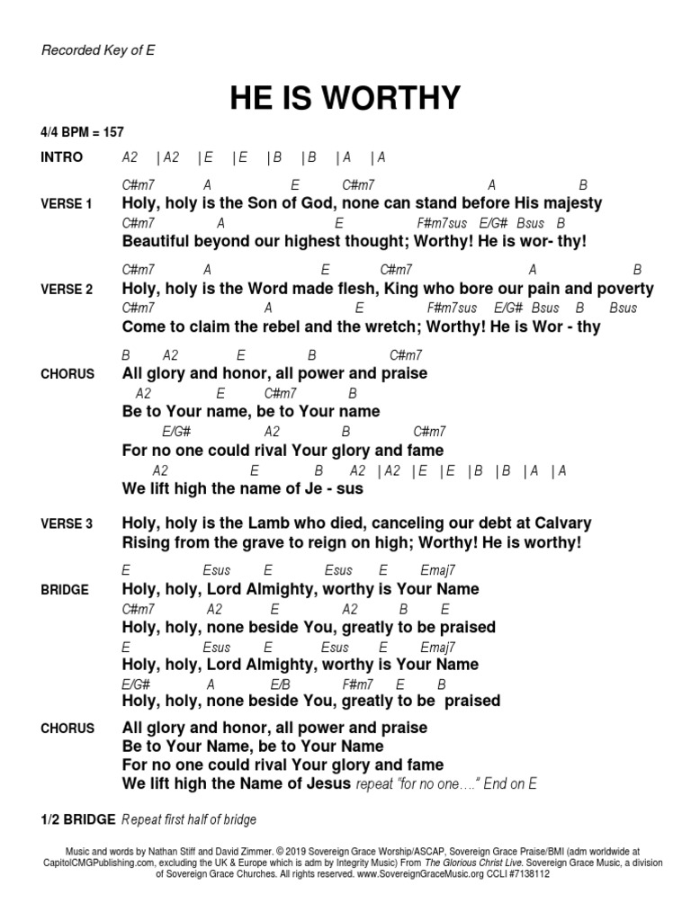 He Is Worthy Chord Chart (1) | PDF