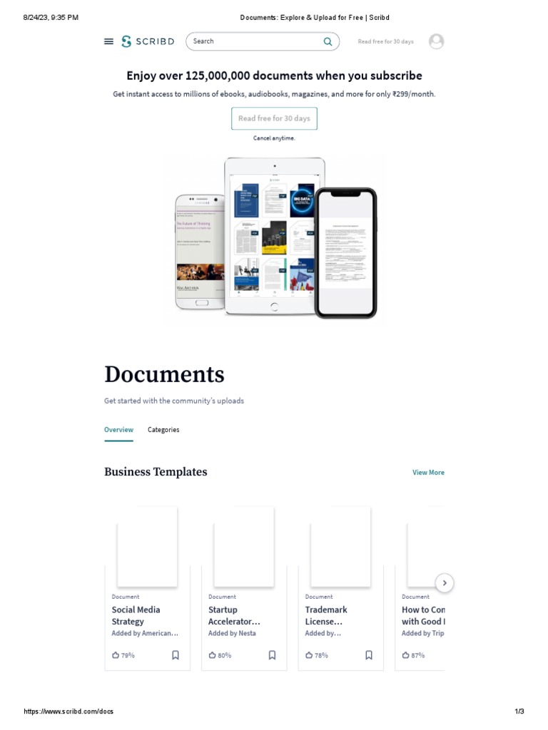 Documents Explore And Upload For Free Scribd Pdf Scribd Software 