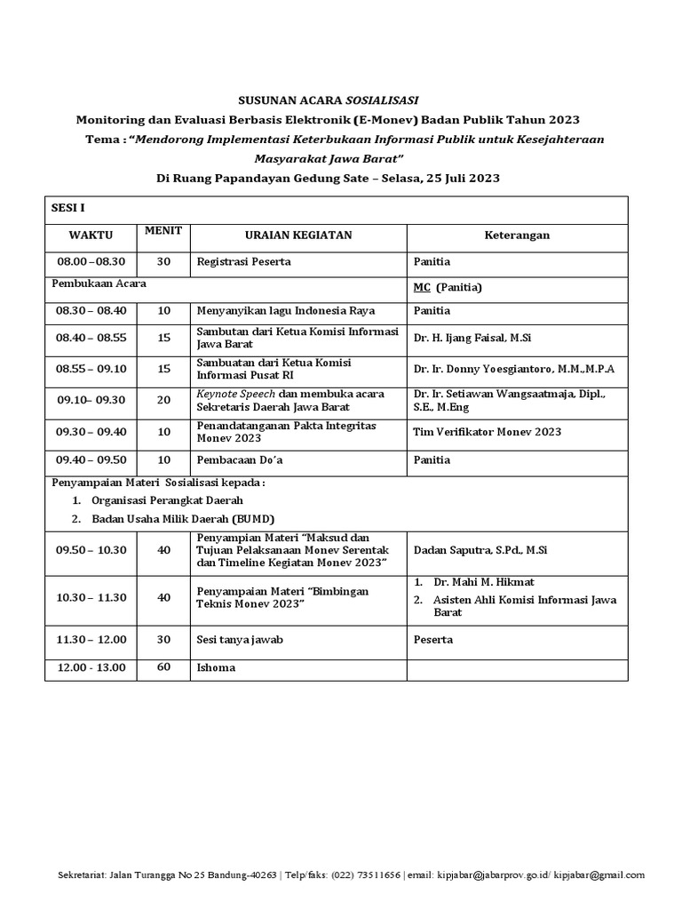 Rundown Acara Sosialisasi | PDF | Sains & Matematika