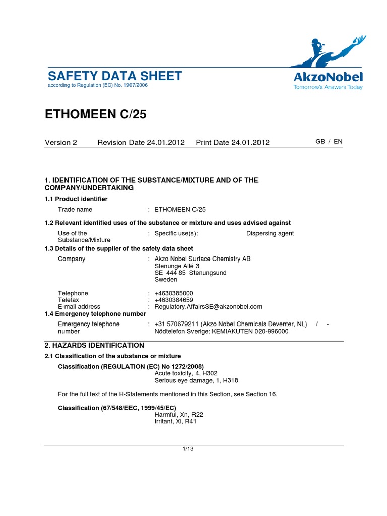 Ethomeen C-25 | PDF | Dangerous Goods | Firefighter