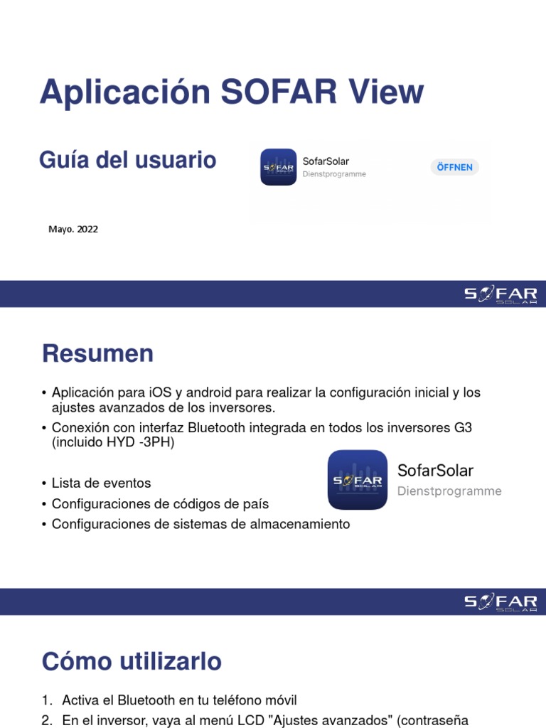 Guía de usuario de Sofar View App | PDF