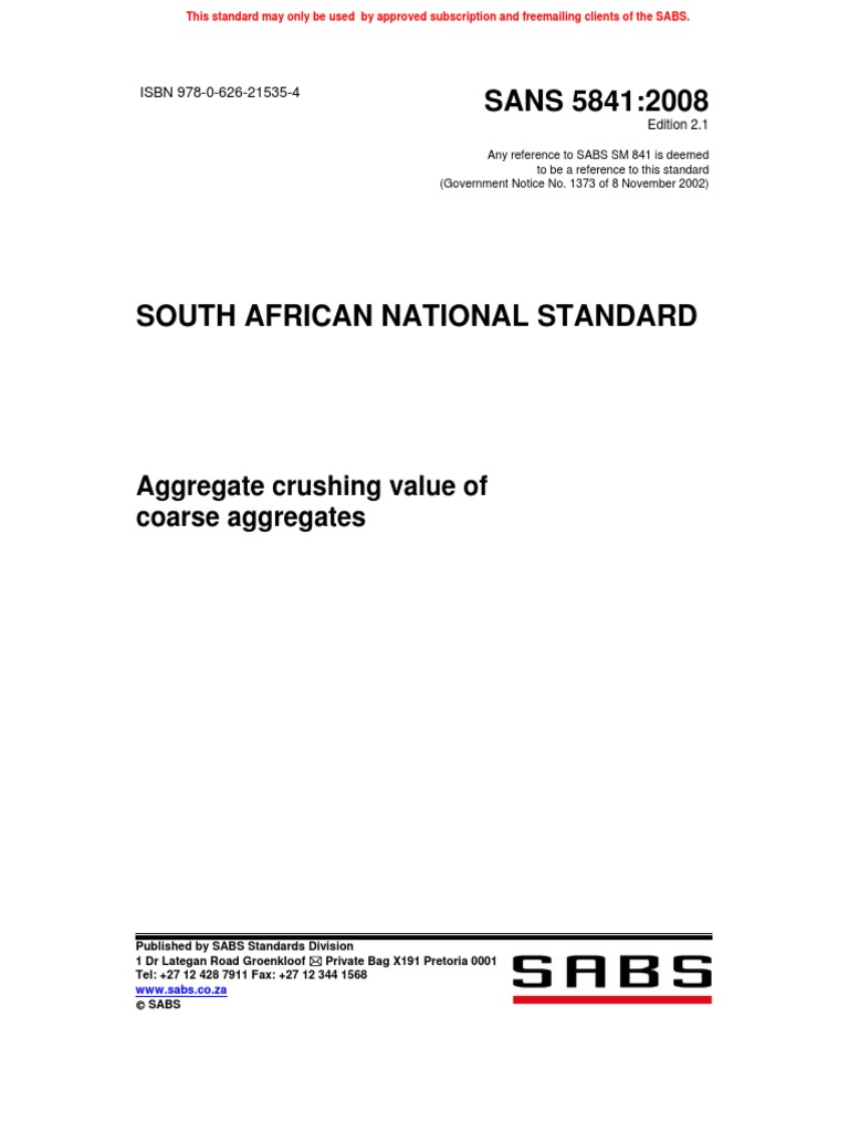 Aggregate Crushing Value Standard | PDF | Concrete | Hardness
