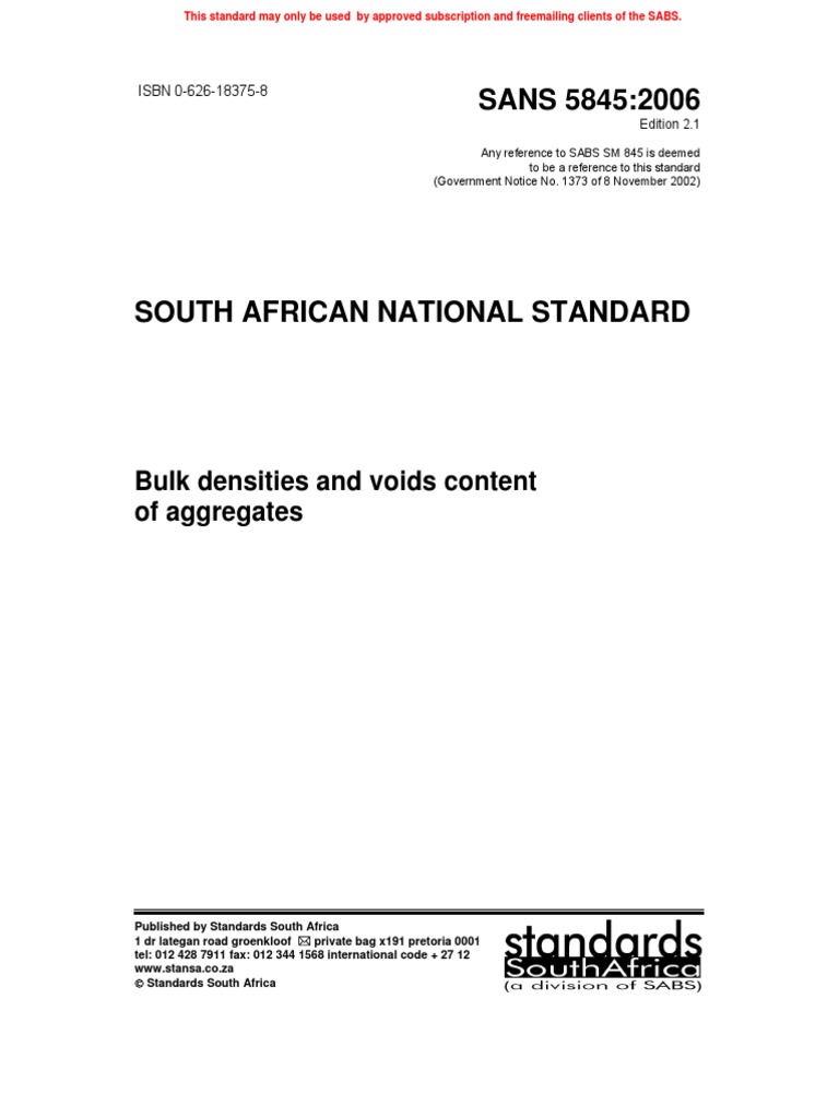 SANS5845 - Bulk Density | PDF