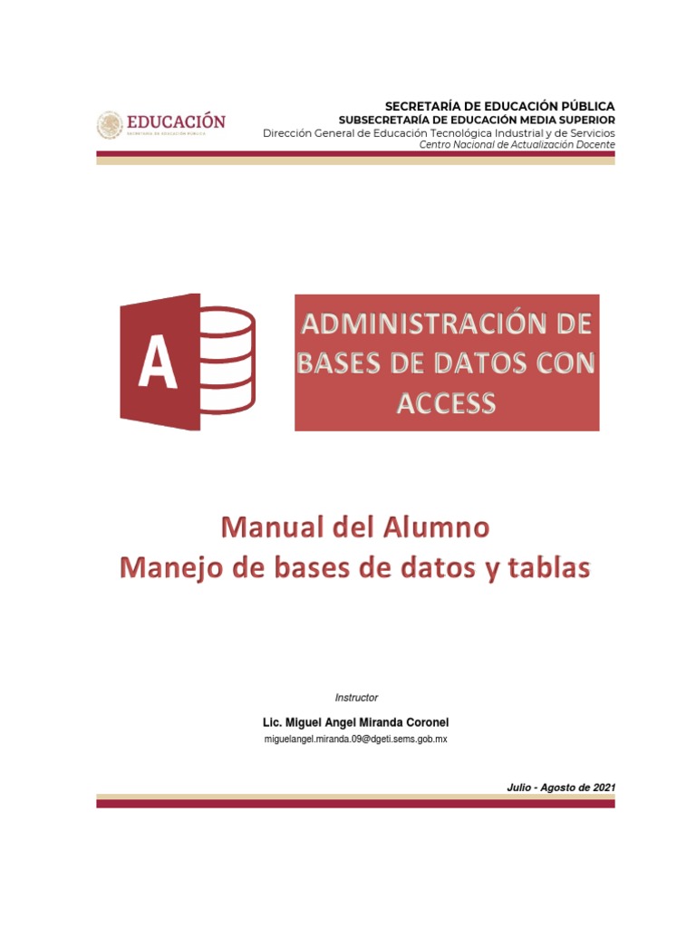 ManualAccess Bases Tablas | PDF | Bases de datos | Microsoft Excel