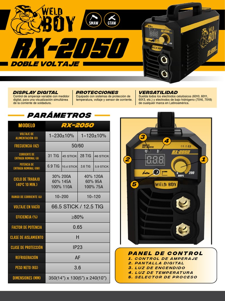 Ficha Técnica Weld-Boy-RX-2050 | Descargar gratis PDF | Metrología | Cantidades fisicas