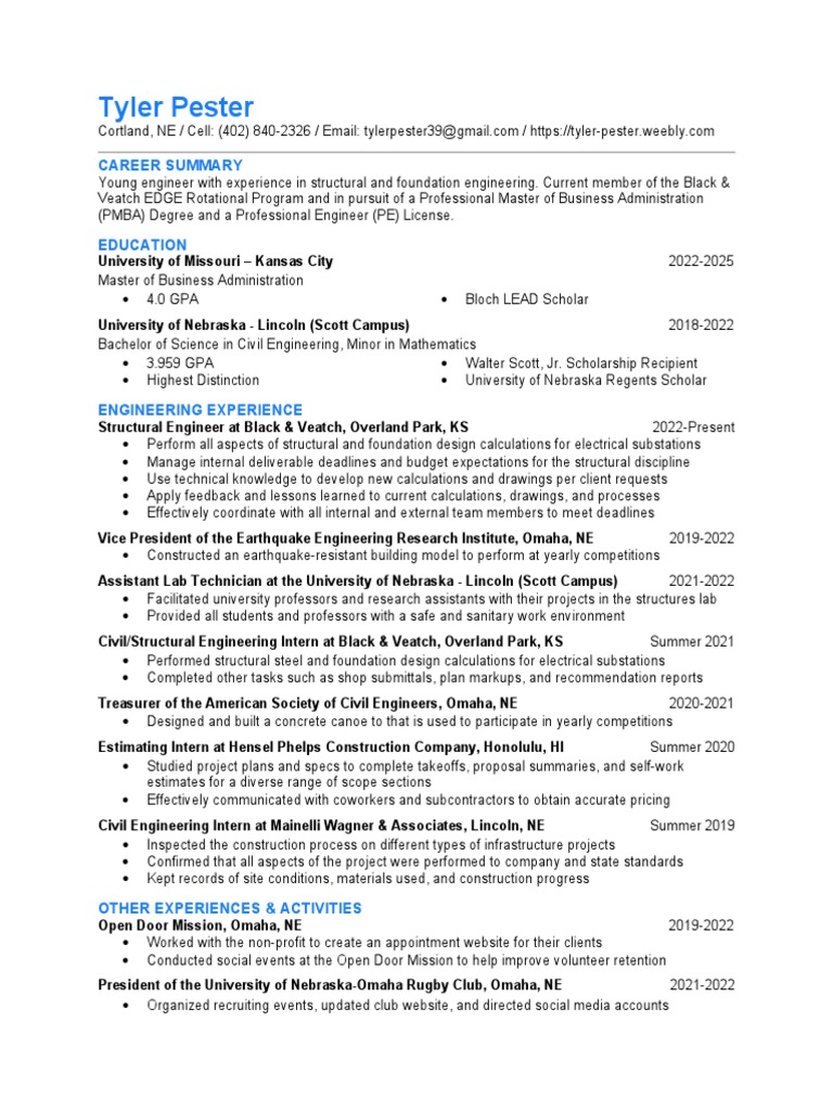 Resume - Tyler Pester | PDF