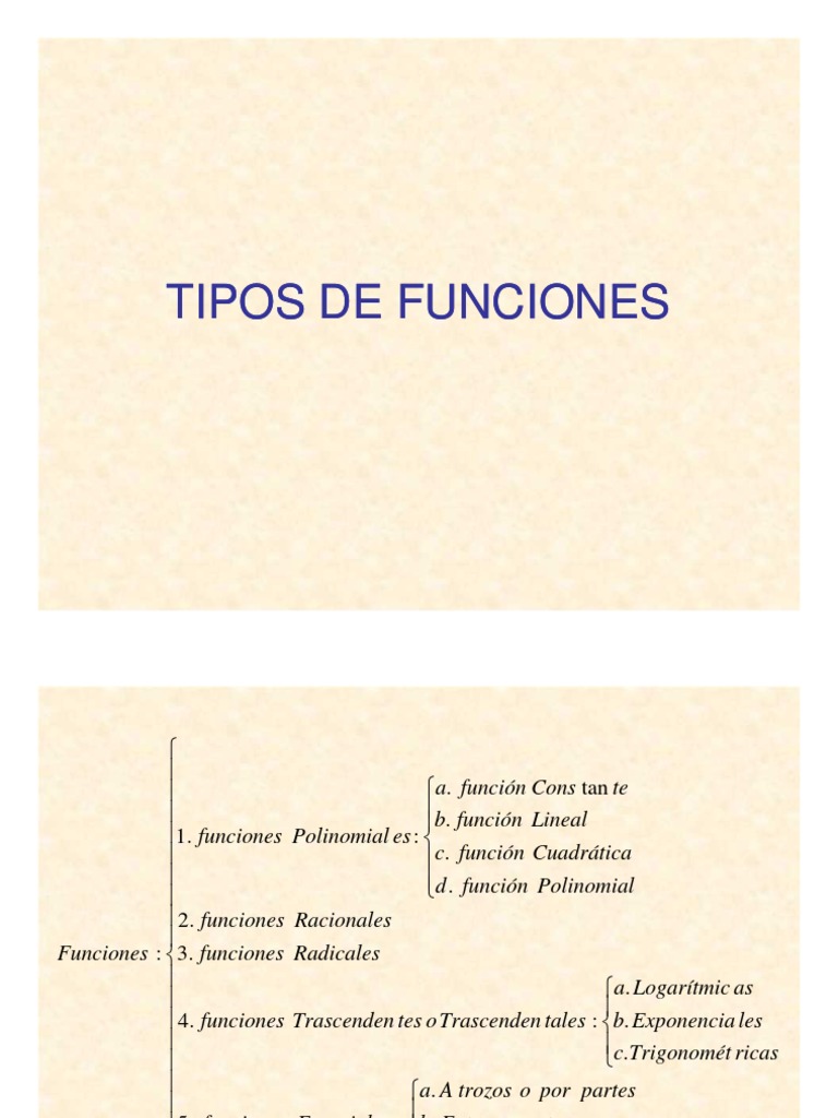 Tipos de Funciones | PDF | Conceptos matemáticos | Álgebra abstracta