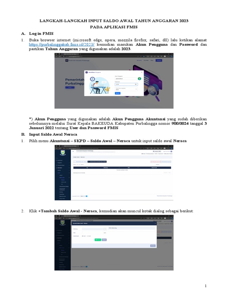 Langkah-Langkah Input Saldo Awal FMIS 2023 | PDF