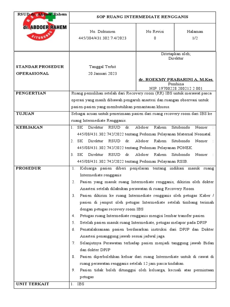Spo Ruang Intermediate Ruang Rengganis | PDF | Sains & Matematika