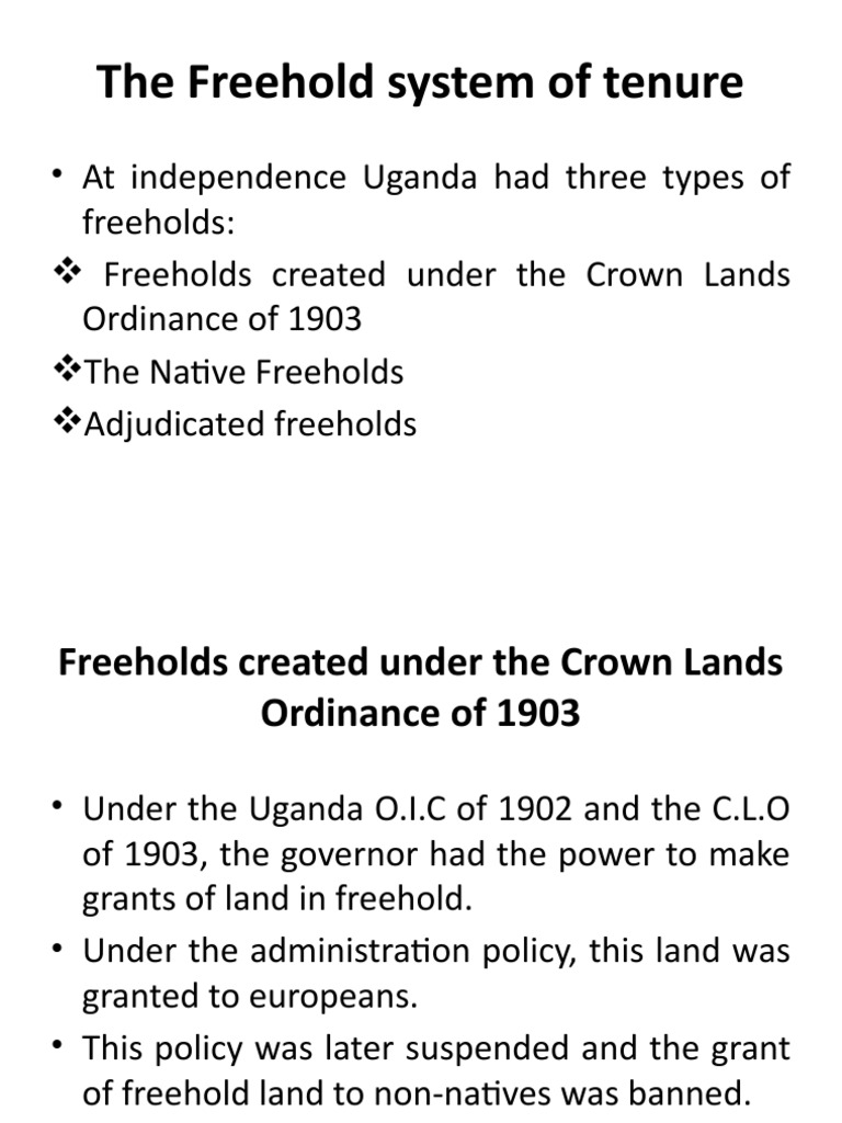 The Freehold System of Tenure | PDF