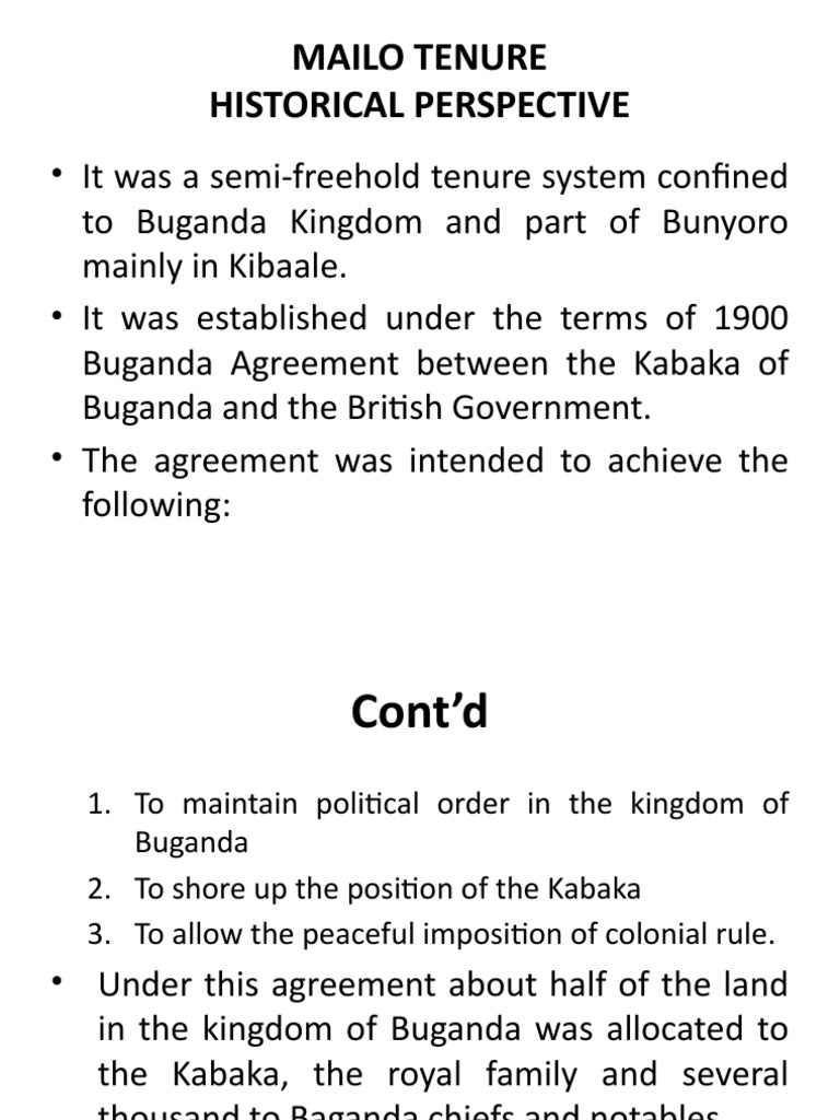 1900 Buganda Agreement and Mailo Tenure | PDF | Law