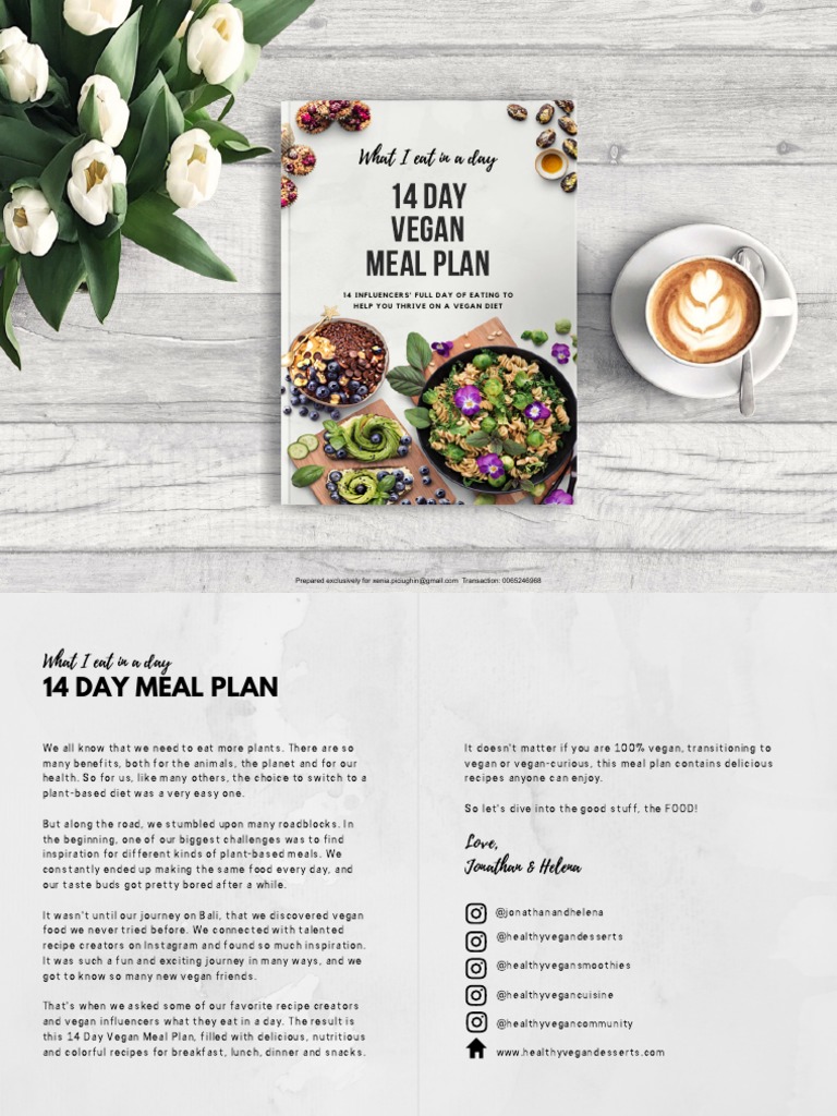 14 Day Meal Plan by @healthyvegandesserts | PDF