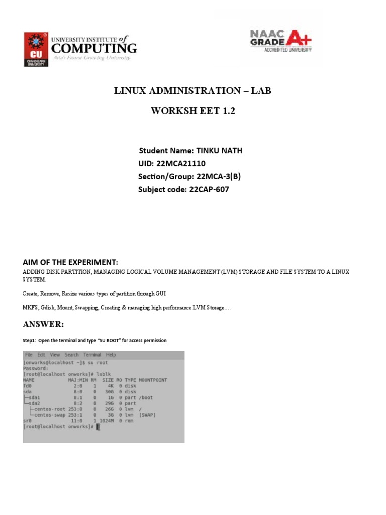 Linux Administration - Lab Worksh Eet 1.2 | PDF