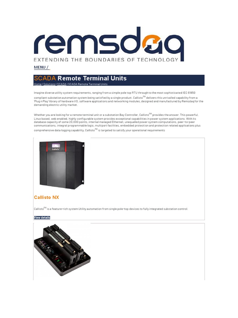 Remote Terminal Unit (RTU) | PDF | Scada | Programmable Logic Controller