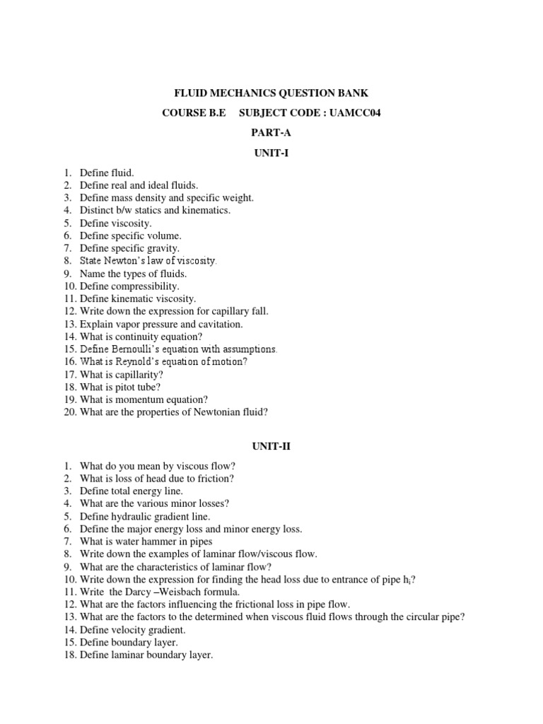 Fluid Mechanics Study Guide | PDF | Fluid Mechanics | Buoyancy