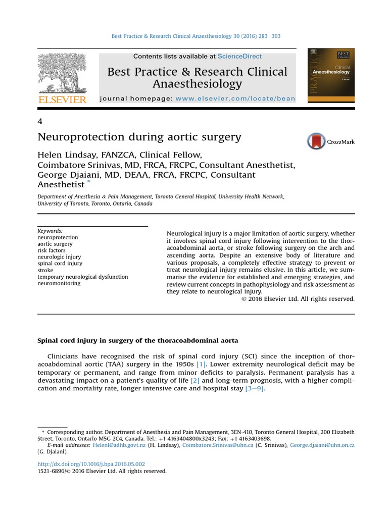 Neuroprotection During Aortic Surgery 2016 Best Practice Research ...
