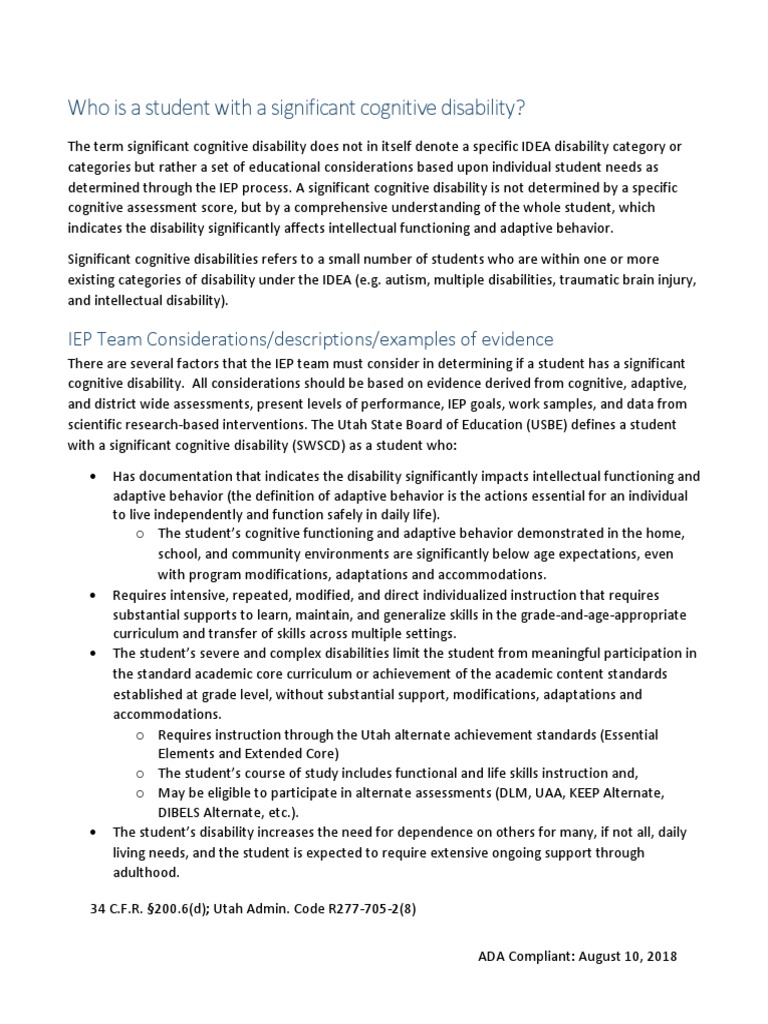 Effective Student Significant Cognitive Disability | PDF ...