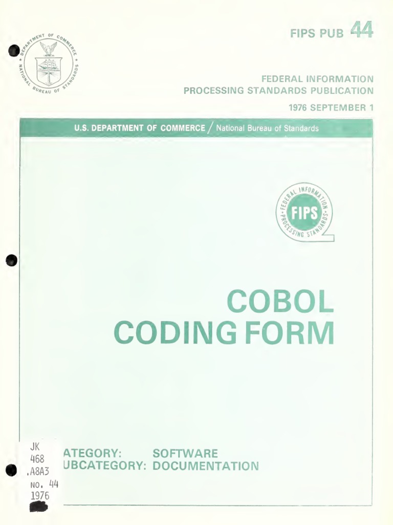Fipspub44 - Cobol Coding Form | PDF | National Institute Of Standards And Technology ...