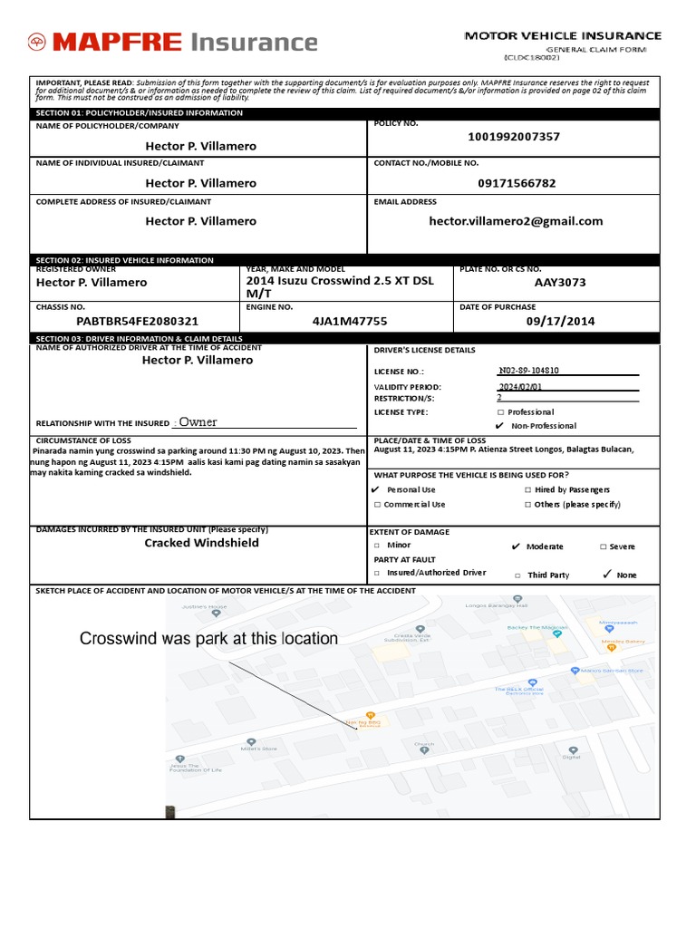 General Claim Form (Aay3073) | PDF | Insurance | Traffic Collision