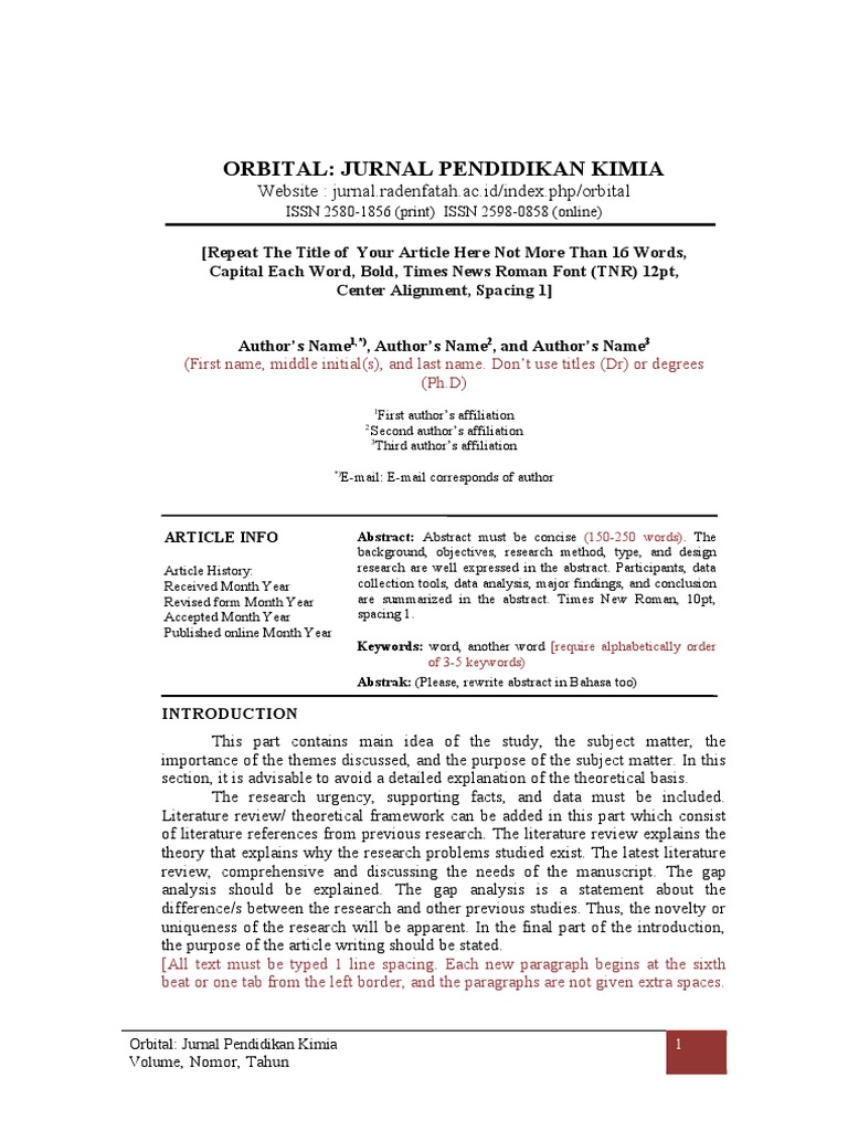 Revision Template October 2021, Orbital Jurnal Pendidikan Kimia ...