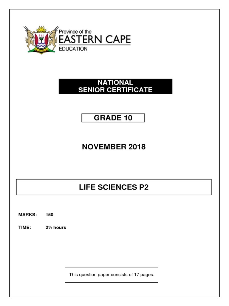 LIFE SCIENCES P2 QP GR10 NOV2018 - English | PDF | Fat | Trans Fat